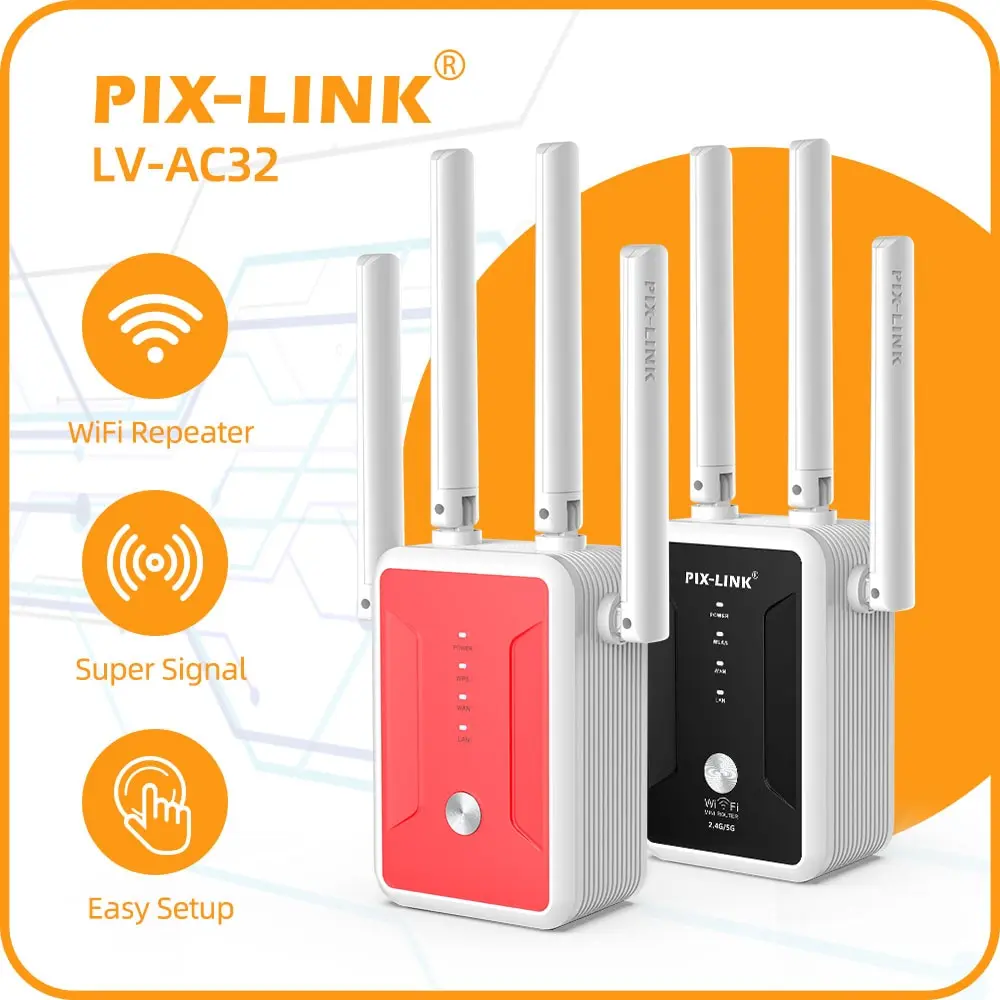 PIX-LINK-AC32-Dual-Band-Wireless-Repeater-AC1200Mbps-Gigabit-2-4G-5GHz ...