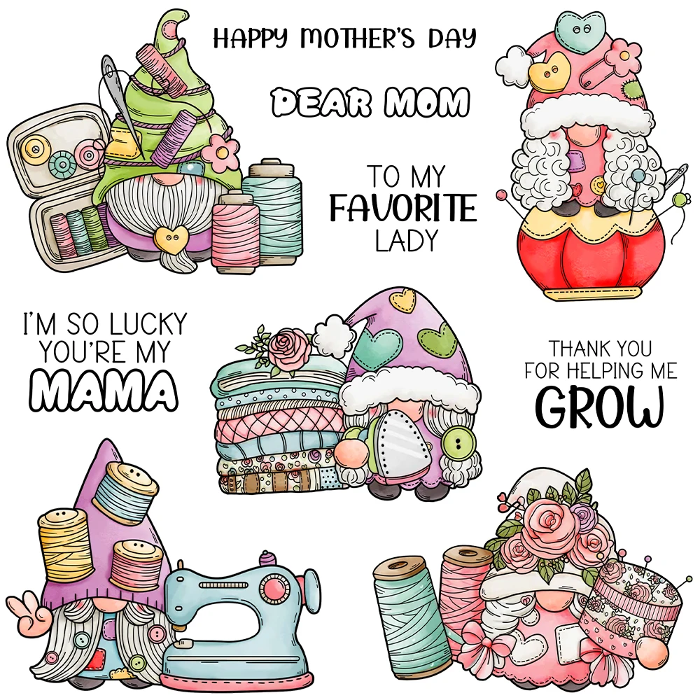 Mangocraft-Sewing-Gnome-Clear-Stamps-Happy-Mother-s-Day-DIY ...