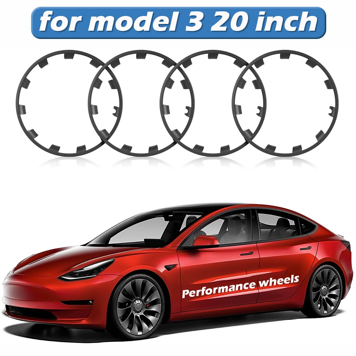 4PCS-For-Tesla-Model-3-20-Inch-Wheel-Performance-HubCap-Patch ...