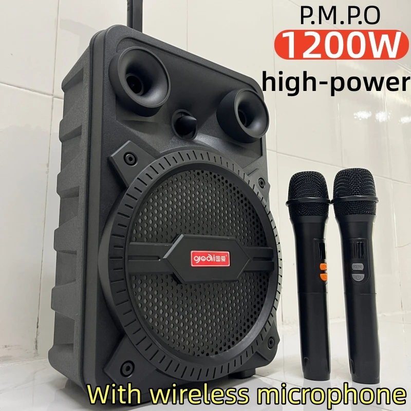 High-power-Bluetooth-Square-Dance-Rod-Speaker-with-High-Volume-Dual-Wireless-Mic-Outdoor-Karaoke ...