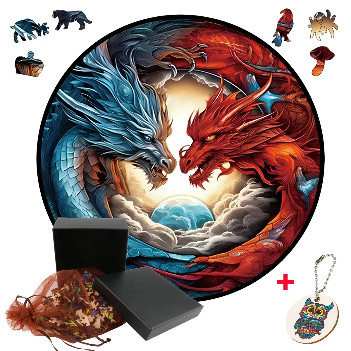 Beautiful-Wooden-Ice-Fire-Dragon-Animal-Jigsaw-Puzzles-For-Adults-Kids ...