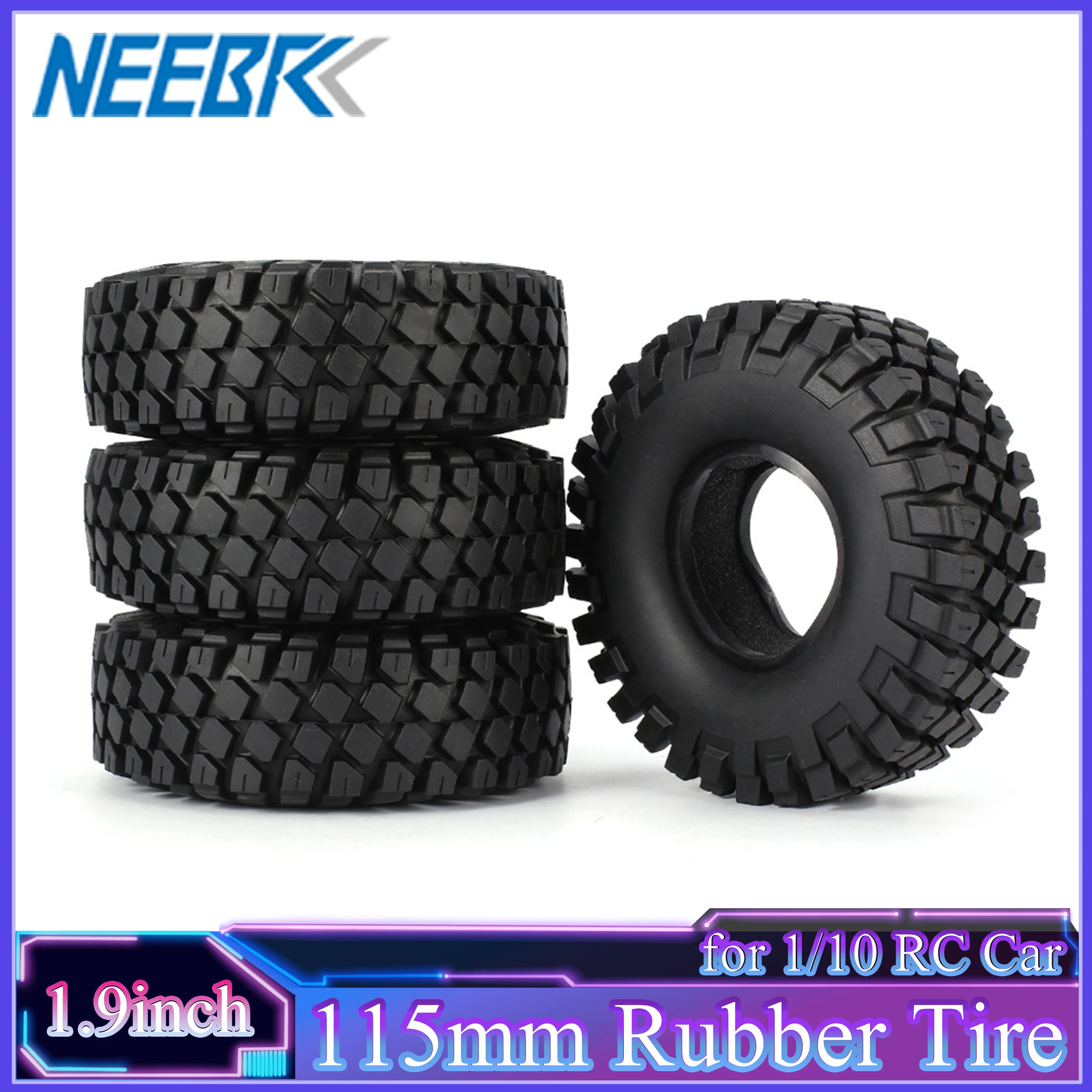 4PCS-1-9-Inch-115mm-Rubber-Tires-Wheel-Tyre-for-1-10-Off-Road-RC ...