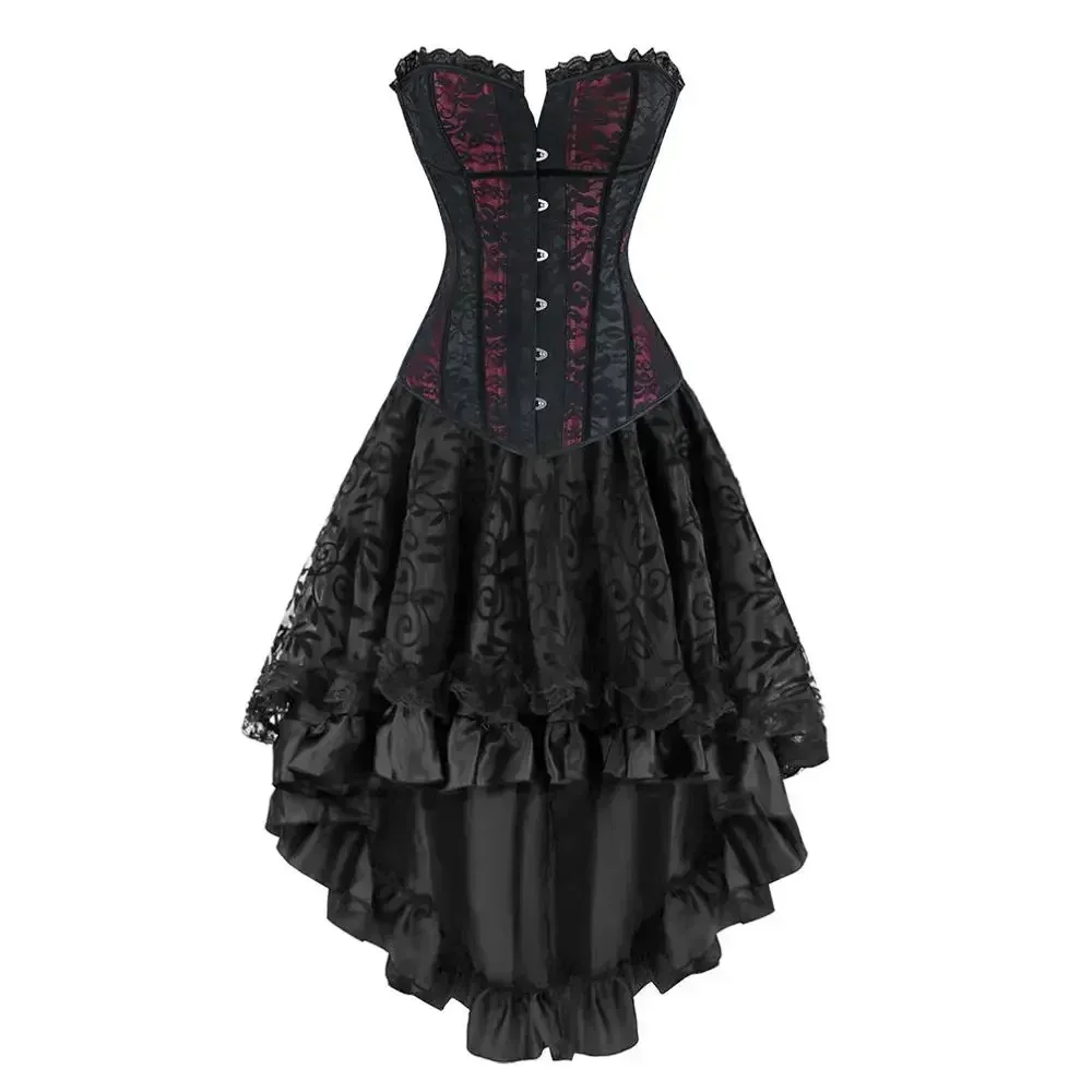 Gothic Corset Dress Suit Bustier Top & Skirt Vintage Cosplay Burlesque ...