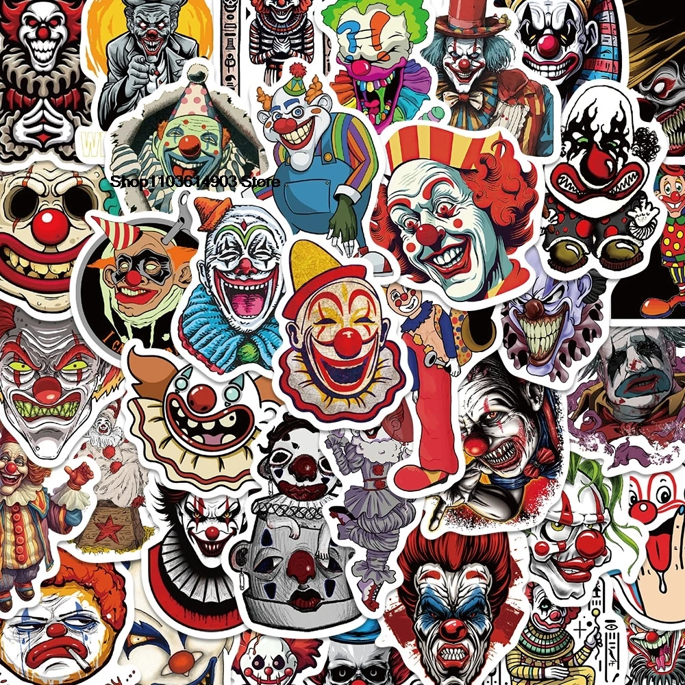 50PCS-Cartoon-Horror-Joker-Pattern-Stickers-Creative-Decoration-Mobile ...