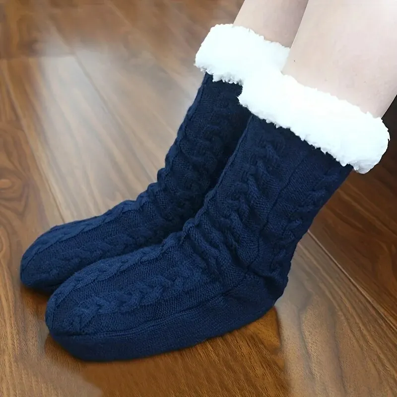 Fuzzy-Slipper-Socks-For-Women-With-Grippers-Non-Slip-Sherpa-Lined ...