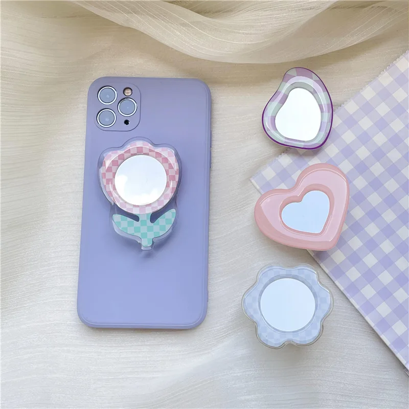 Mirror-Tulip-Flower-Love-Heart-Grip-Tok-Mobile-Phone-Holder-Stand ...