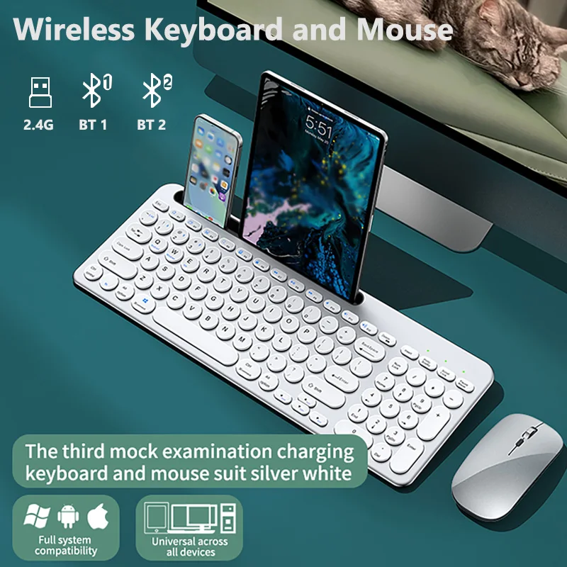 Teclado-y-rat-n-inal-mbricos-con-Bluetooth-5-0-y-2-4G-conjunto-de ...