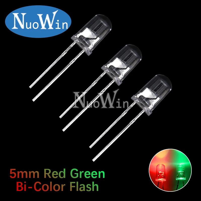 50pcs-lot-5mm-Flash-Red-Green-Bi-Color-Light-Emitting-Diode-Automatic ...