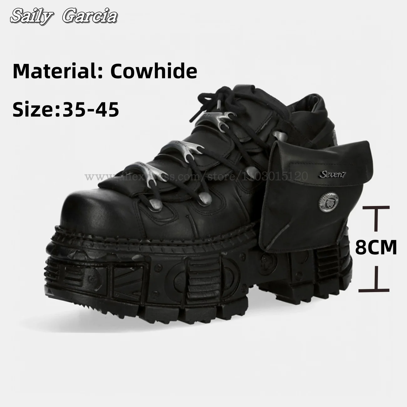 Black-Rock-Punk-Metal-Rivet-Packet-Thick-Sole-Ankle-Boots-Retro-Size-35 ...