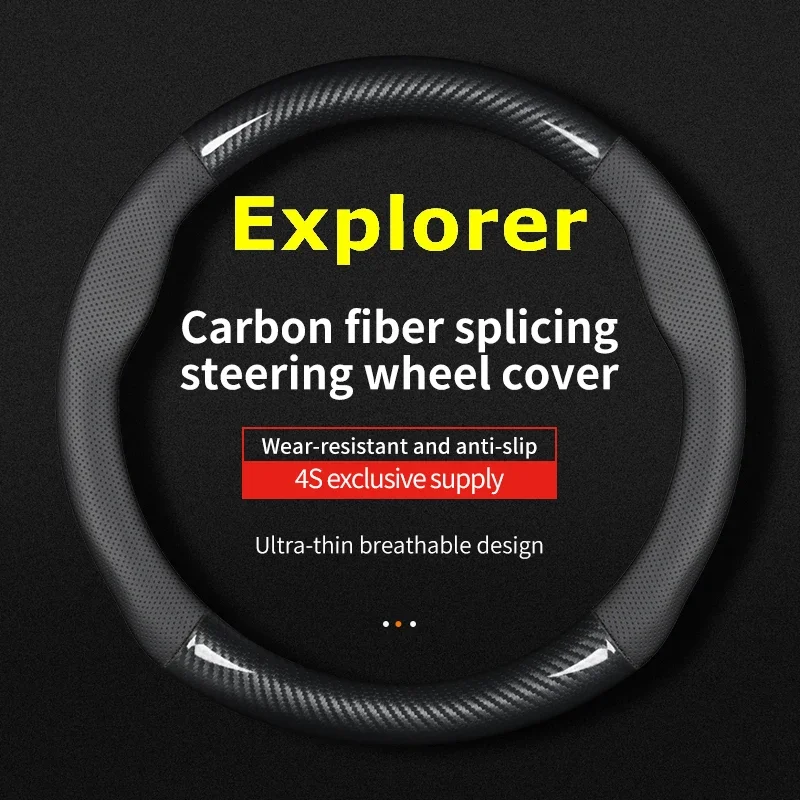 No-Smell-Thin-For-Ford-Explorer-Steering-Wheel-Cover-Genuine-Leather ...