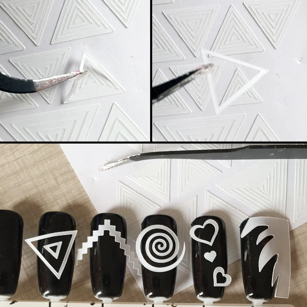 Nail Art Guide Tips Hollow Stencils Sticker French Manicure Template 3D ...