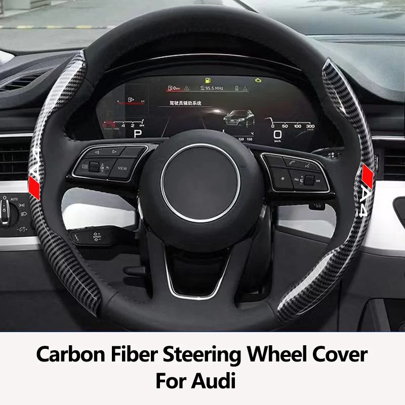 Car Steering Wheel Cover Carbon Black Fiber For Audi A3 A4 A5 A6 A7 A8 ...