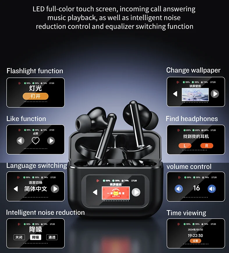 Bluetooth-5-4-Full-Color-Screen-New-Touch-Screen-LCD-Intelligent-Noise ...