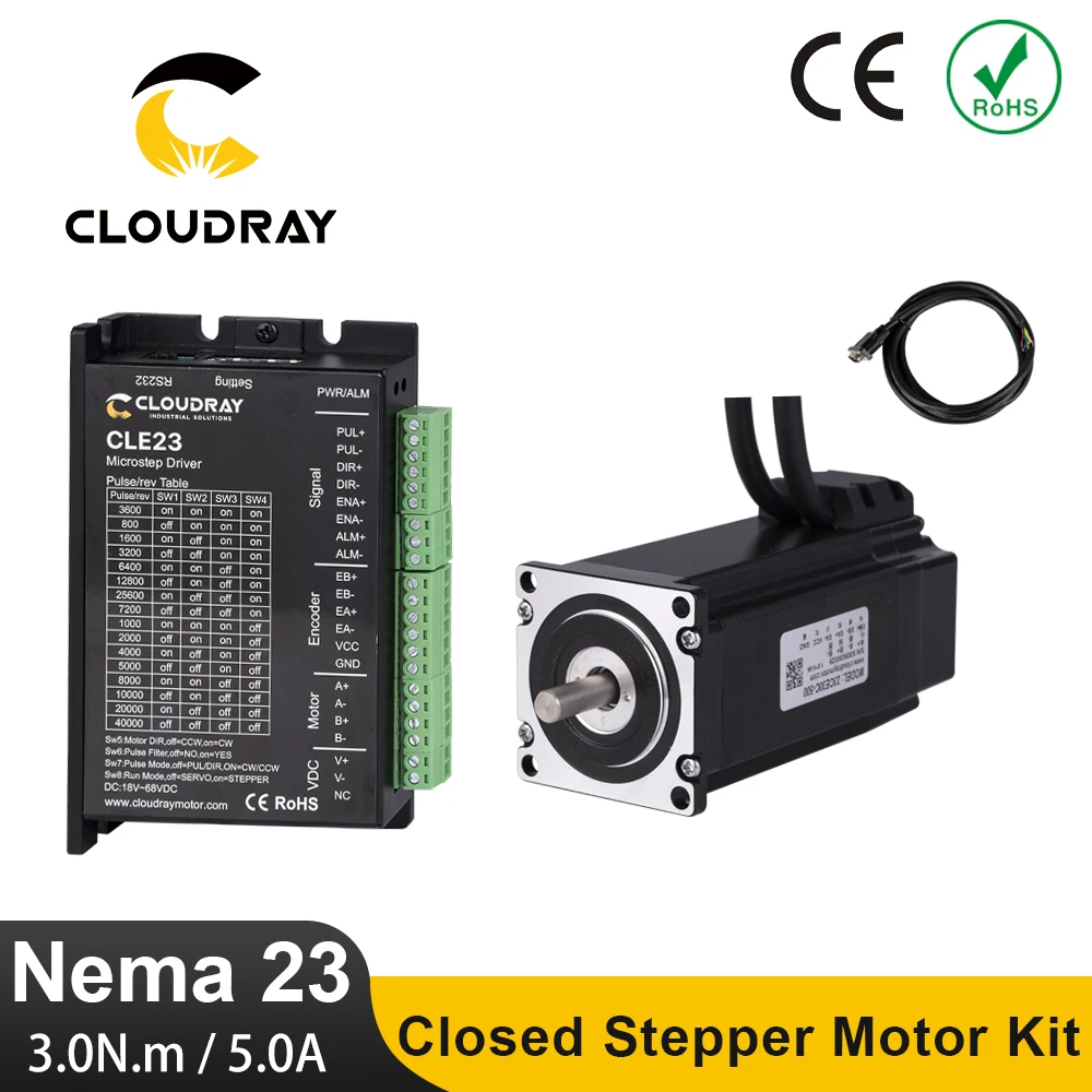 New Cloudray Nema 23 2-Phase Closed Stepper Motor Driver Kit with 1.5M Encoder Cable for CNC ...