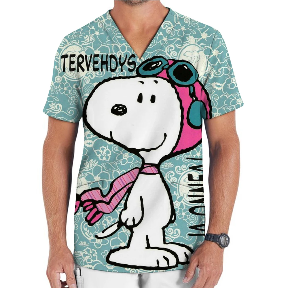 Uniforme de enfermera con estampado de dibujos animados de Snoopy ...