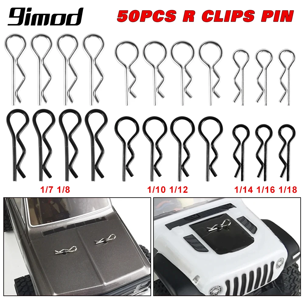 9IMOD 50pcs RC Body Clips 1/7 1/8 1/10 1/12 1/14 1/16 1/18 Metal R ...