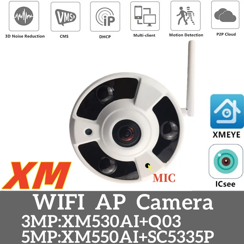 5-3MP-WIFI-Wireless-Panorama-Built-In-MIC-IP-Metal-Dome-Camera-FishEye ...