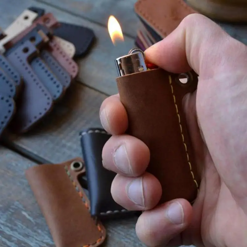 Genuine Cowhide Leather Lighters Case Holder ForBic Cricket Lighters ...