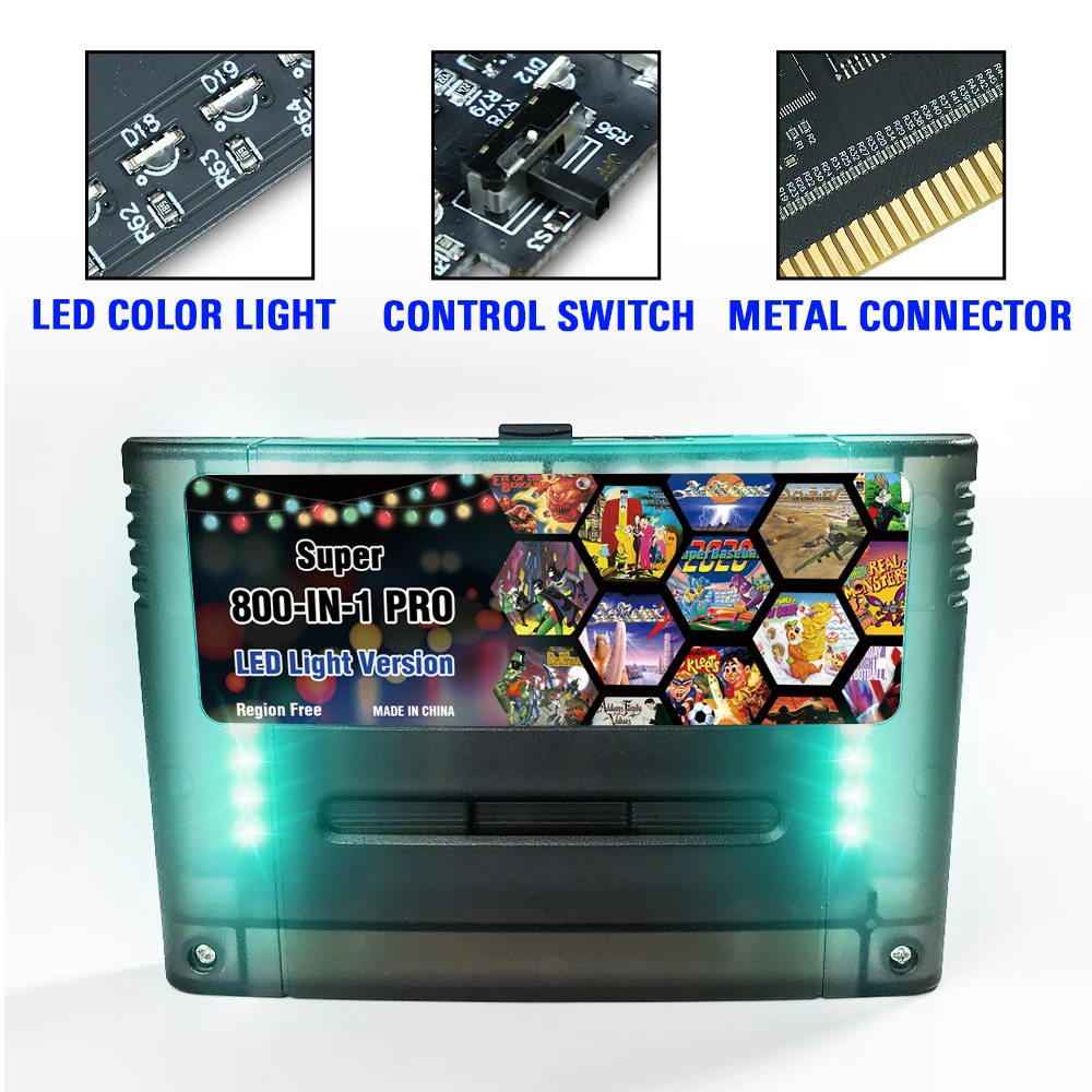 Super-800-in-1-LED-Light-Version-Game-Cartridge-for-SNES-16-Bit-Video ...