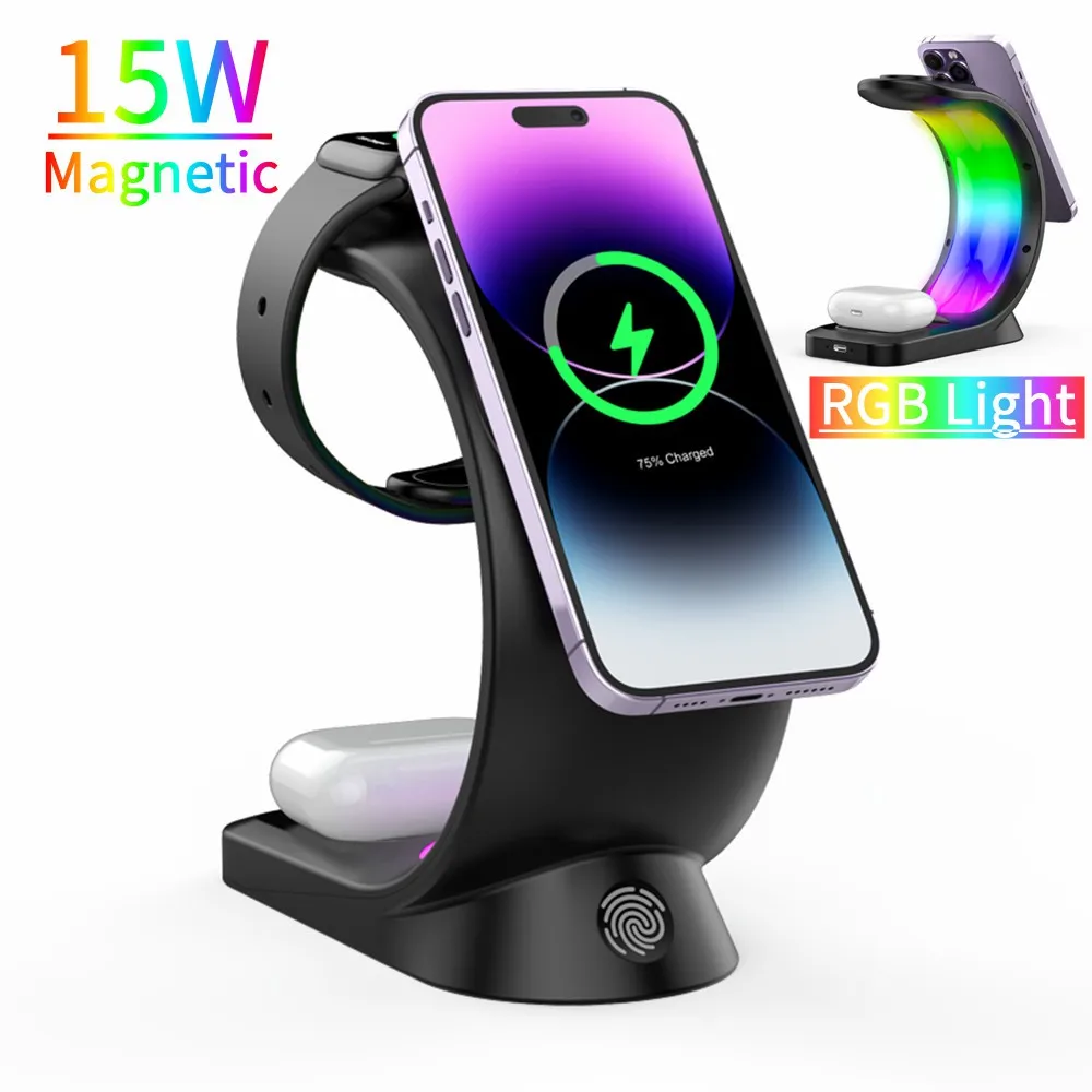 4-in-1-RGB-LED-Magnetic-Wireless-Charger-Stand-For-iPhone-14-13-12-Pro ...
