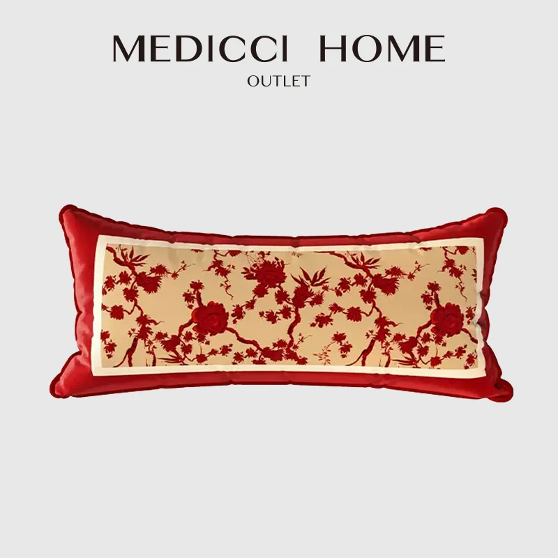 Medicci Home funda de almohada Lumbar roja Retro moderna, cubierta de cojín rectangular de ...