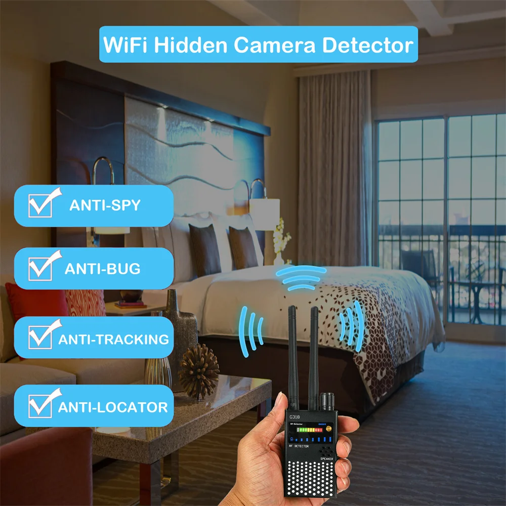 1MHz 8000MHz Wireless Signal Detector Radio Wave WiFi Bug Finder Camera ...