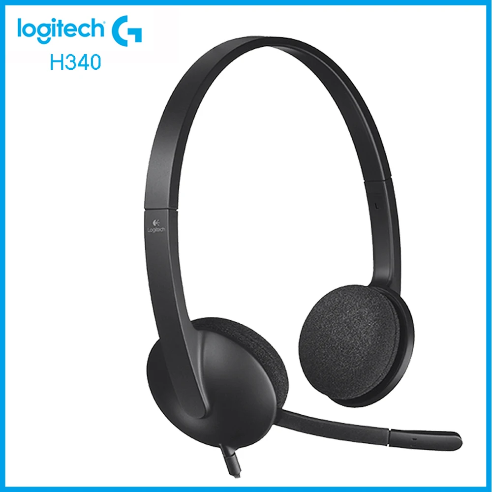 Logitech auriculares USB H340 para ordenador, cascos con conector USB ...