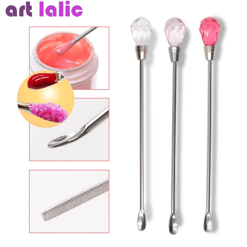 Nail Art Stainless Steel Spatula Stirring Mixing Gel Rod + Spoon ...