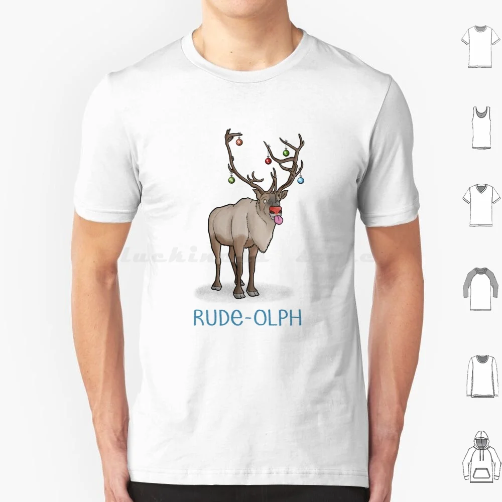 Rude-Olph-T-Shirt-Cotton-Men-Women-Diy-Print-Xmas-Christmas-Reindeer ...