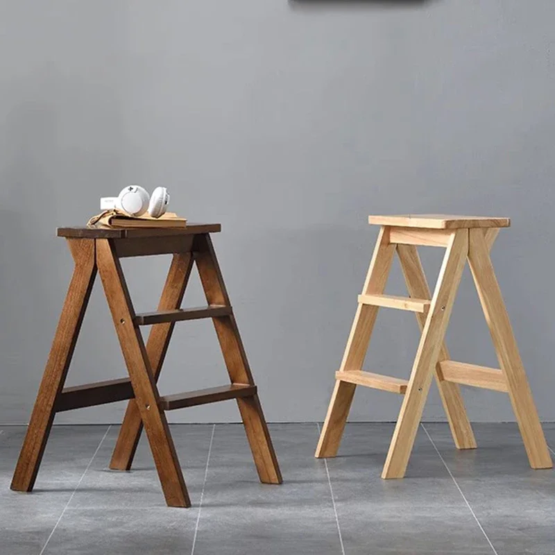 Wooden-Stairs-Step-Stools-Platforms-Foldable-Decorative-White-Step ...