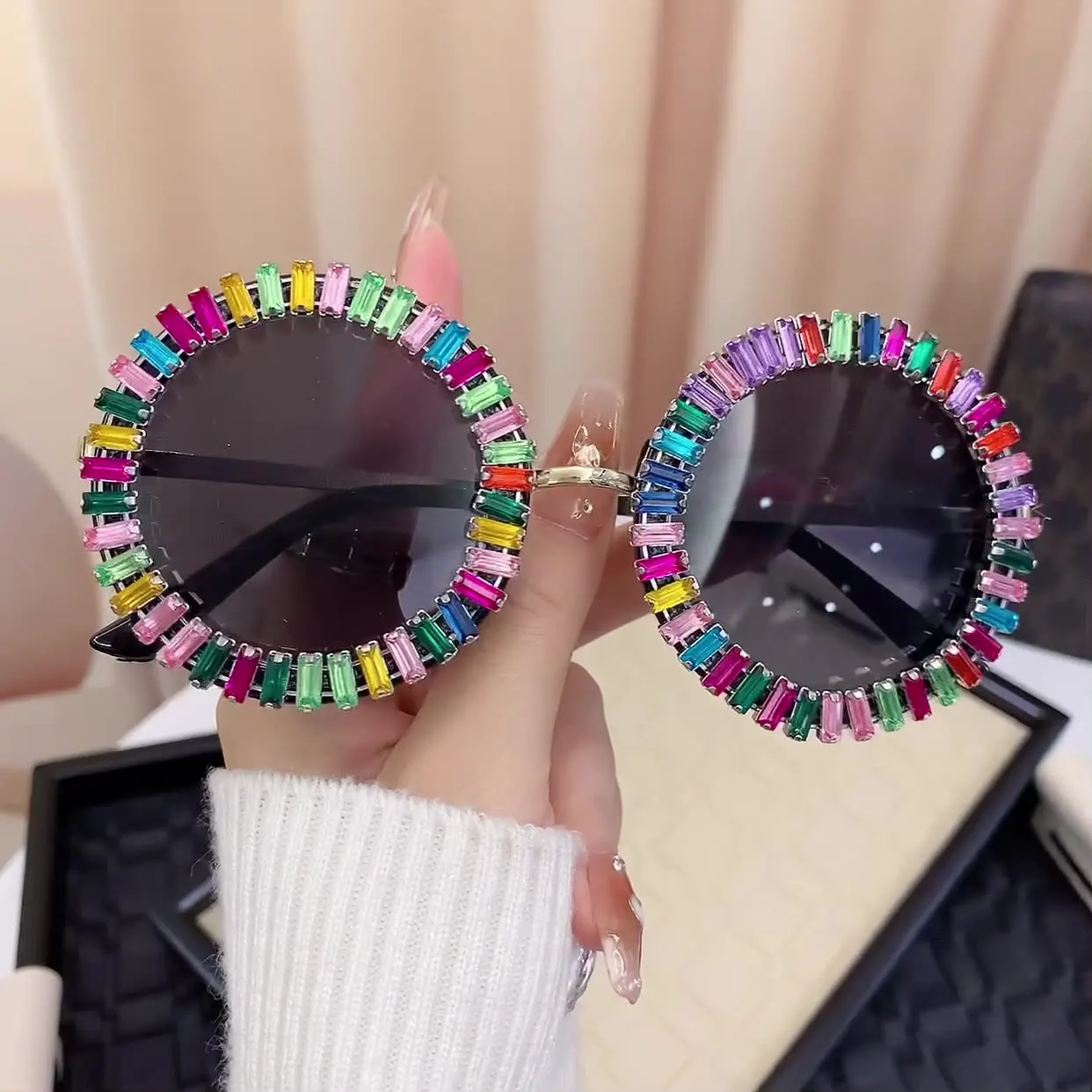 Luxury-Brand-Designer-Round-Diamond-Sunglasses-Women-For-Female-Fashion ...