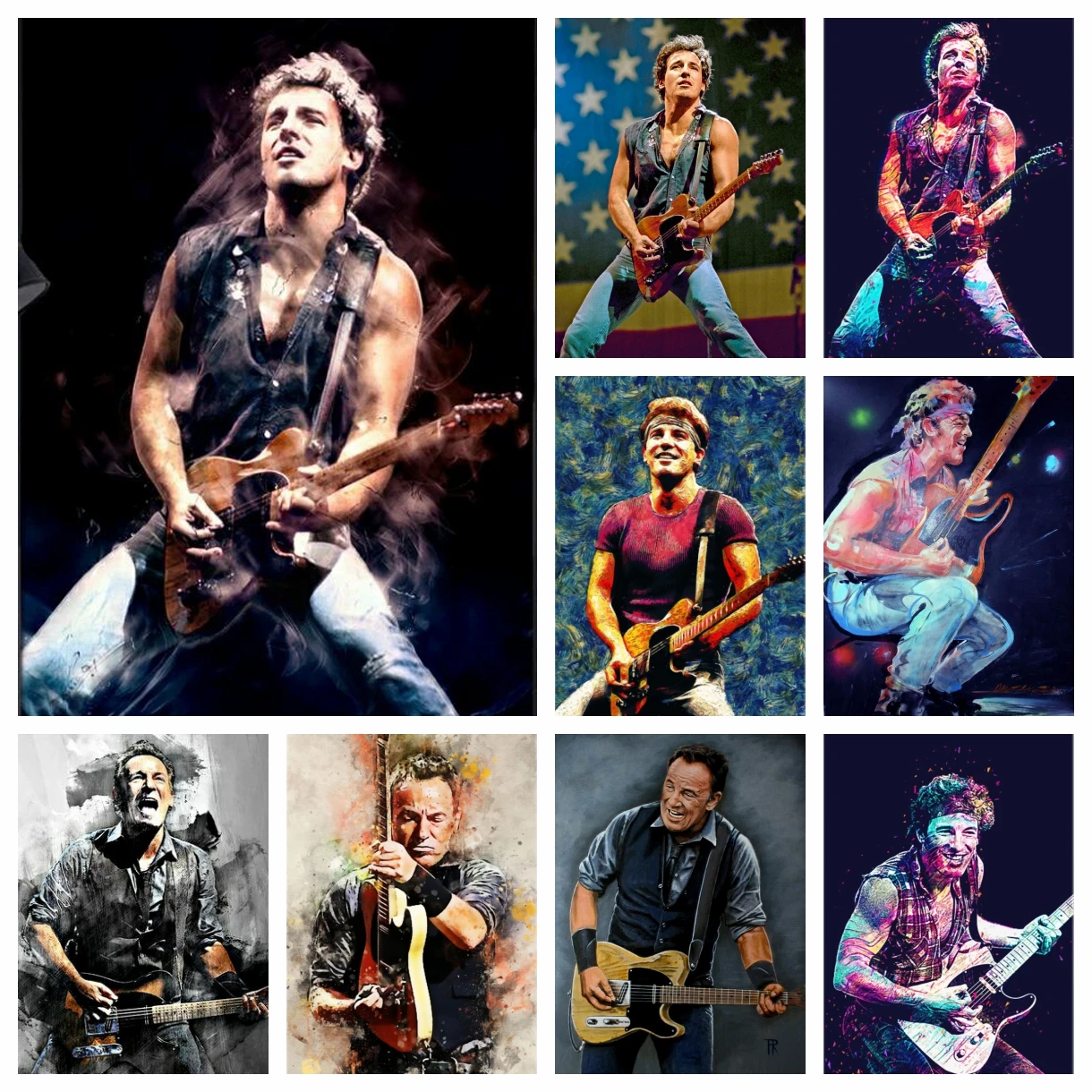 Heavy Metal Rock Guitarist Bruce Springsteen Diamond Painting Heartland ...