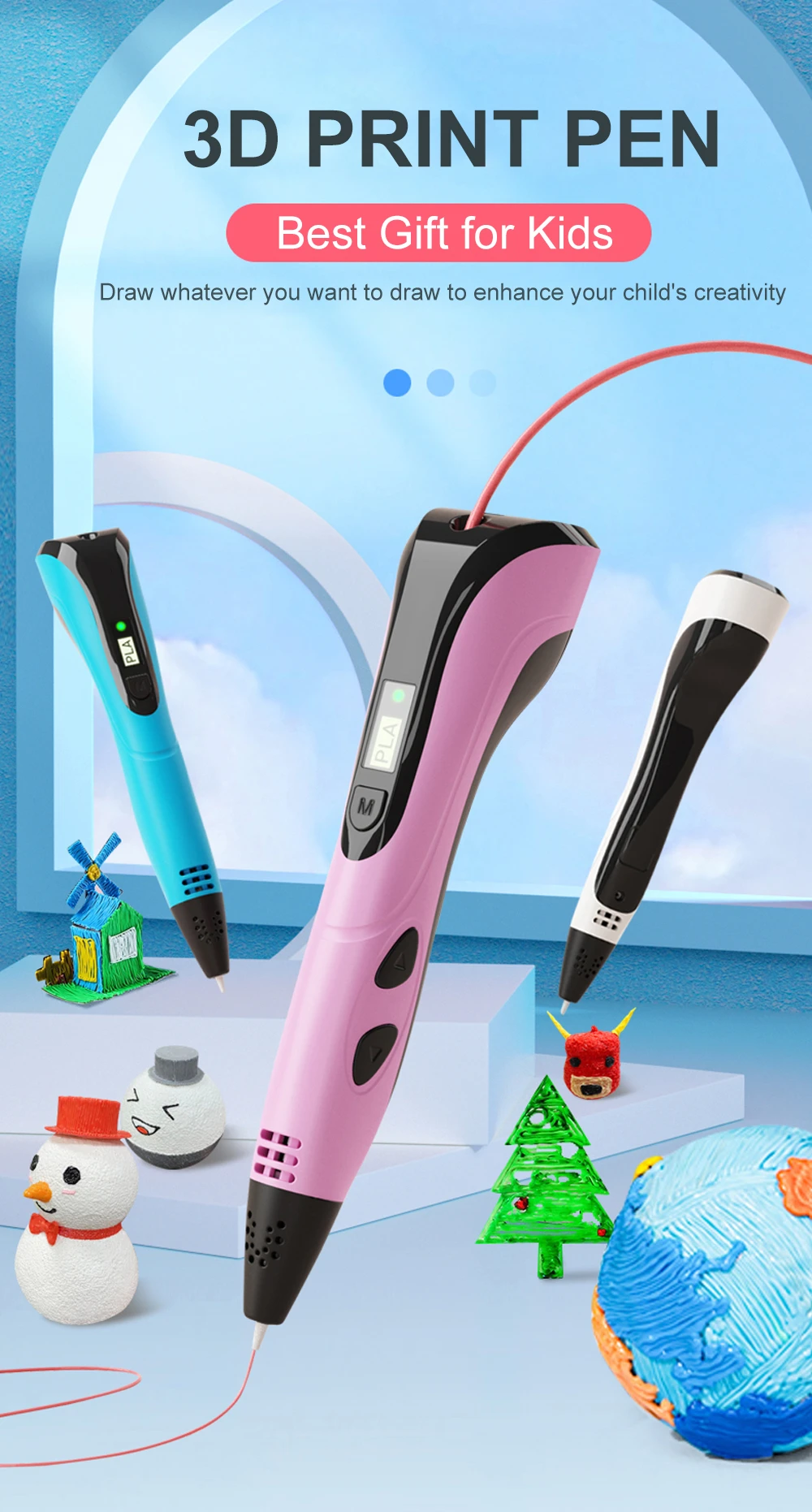 Stylo imprimante 3D,Pink-100M-EU--Ensemble De Stylos D'impression 3d Pour Enfants, Bricolage ...