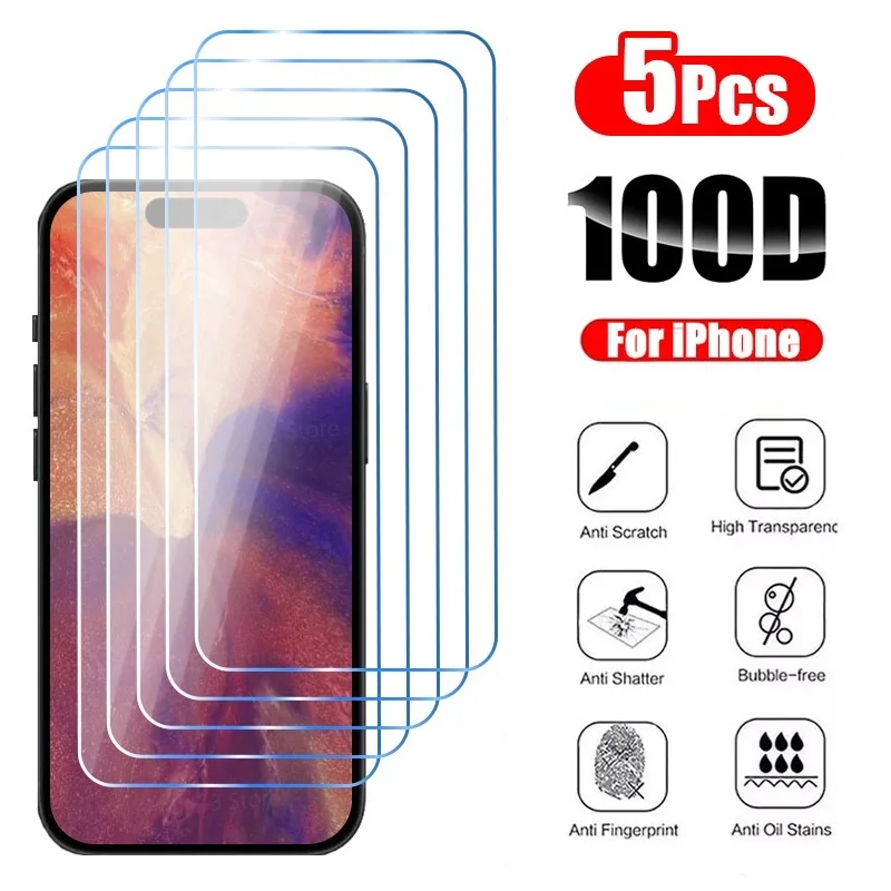 5PCS-Protective-Glass-For-iPhone-14-13-12-11-Pro-Max-Screen-Protector ...
