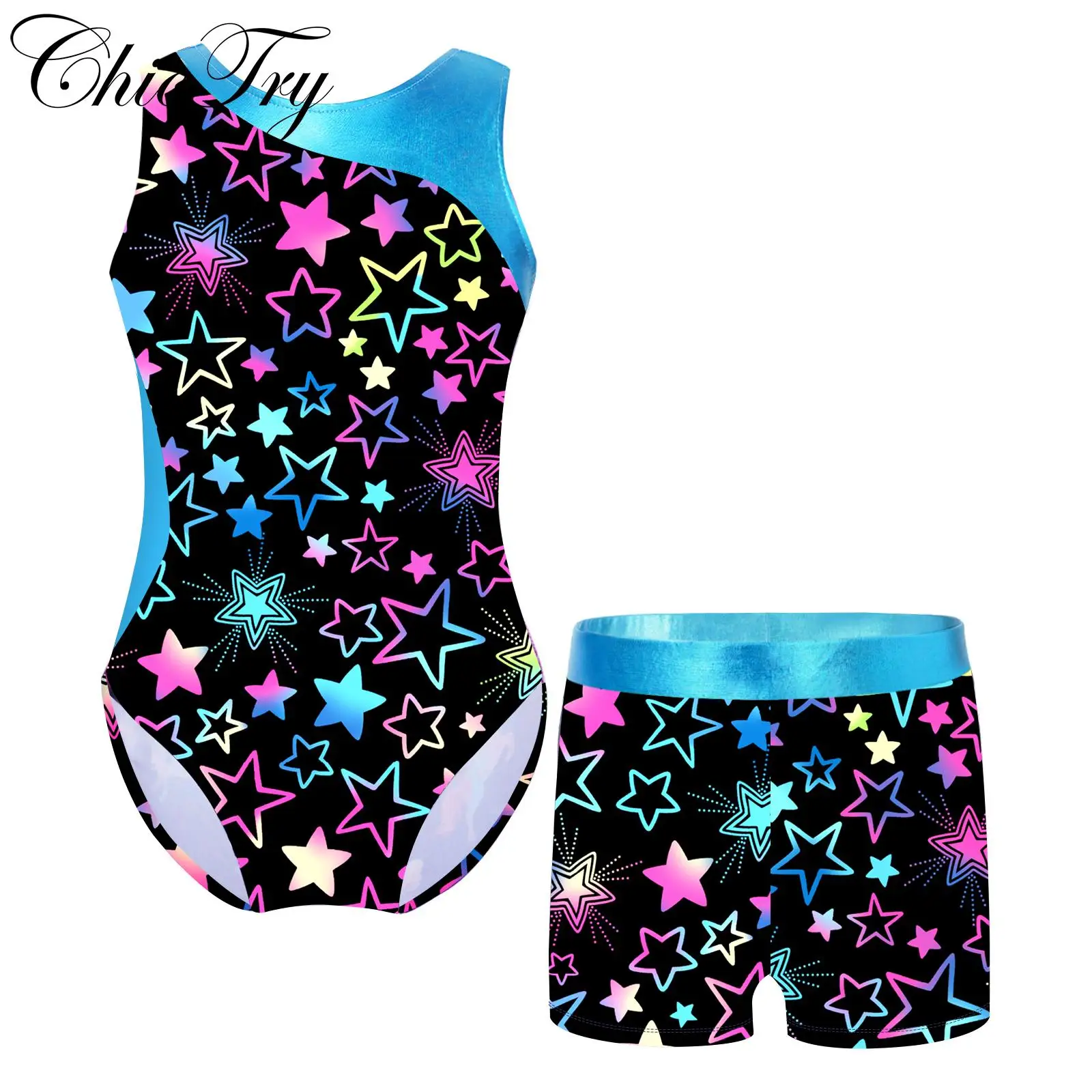 Kids Girls Ballet Sets Sleeveless Gymnastics Workout Outfits Long ...