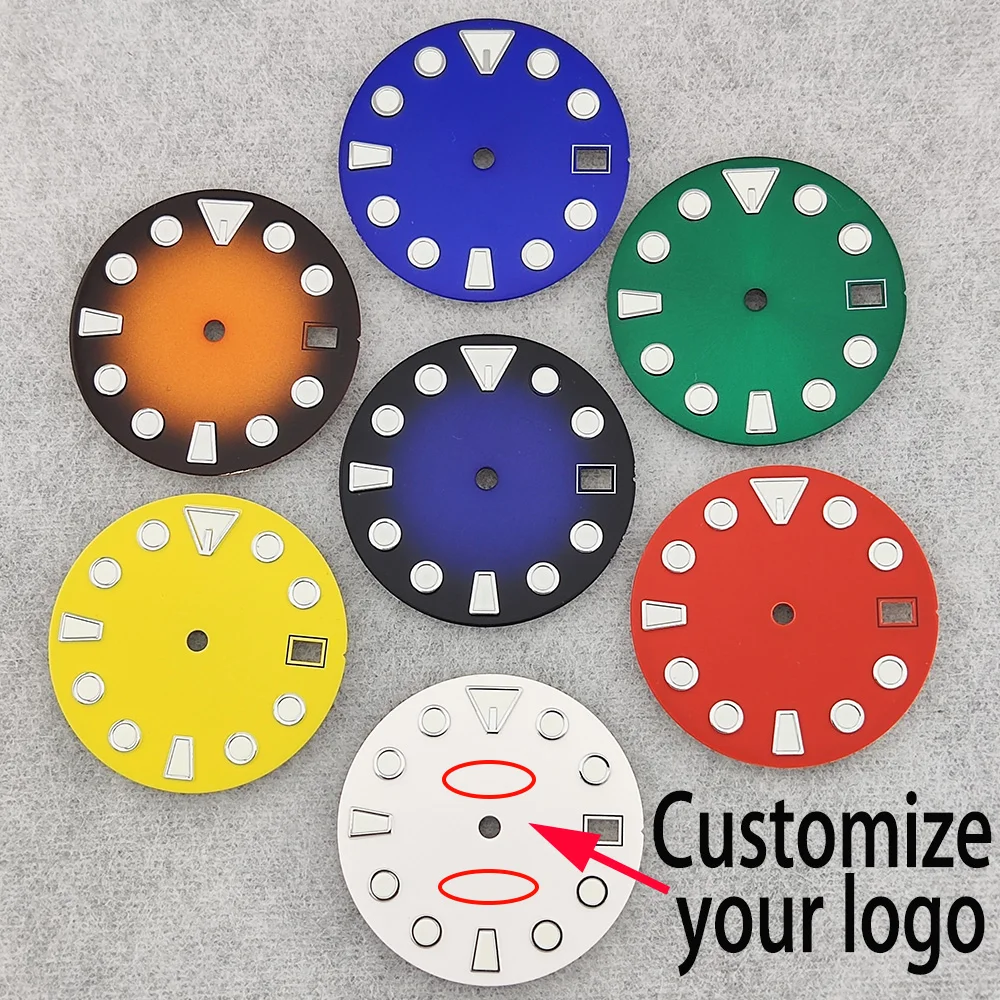 28-5mm-Watch-Dial-NH35-Dial-DIY-Customized-Logo-Green-Luminous-Dial ...