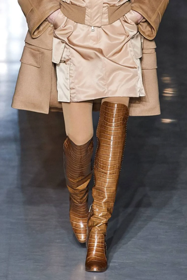 Winter-Designer-Catwalk-Crocodile-Pattern-Over-The-Knee-Boots-Block ...