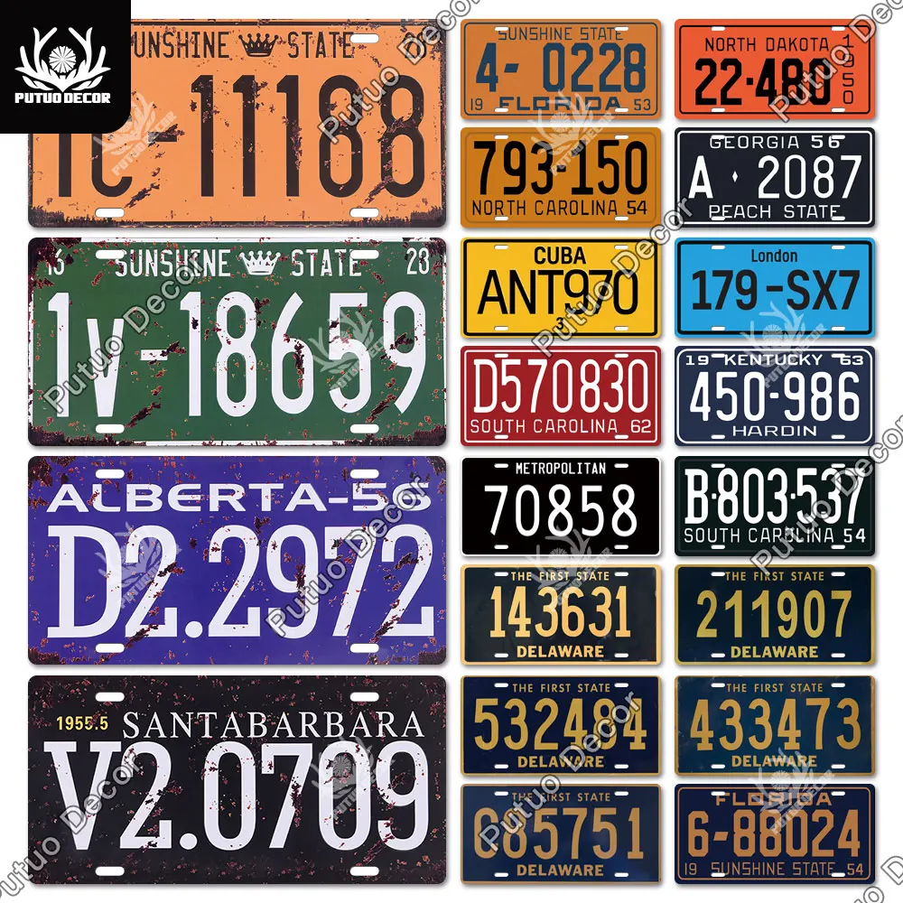 Putuo-Decor-Classic-Licenses-Plate-Tin-Sign-Plaque-Metal-Vintage ...