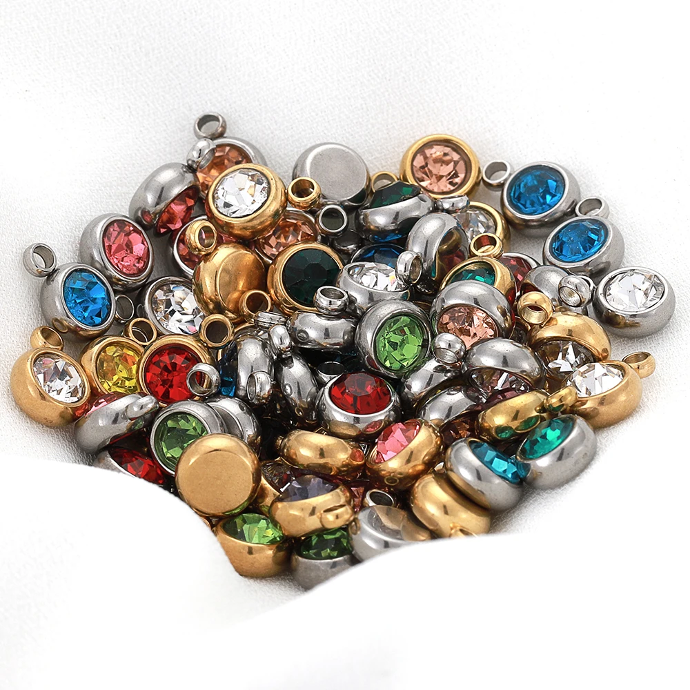 20pcs-Stainless-Steel-Rhinestone-Charms-6mm-Rhinestone-Crystal-Beads ...