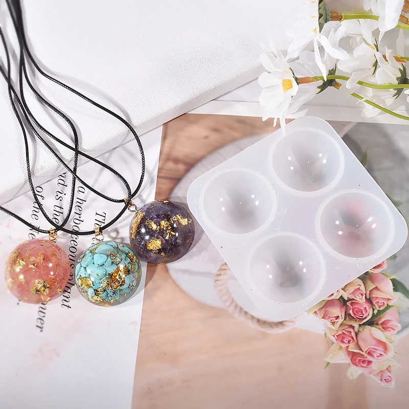 DIY Crystal Epoxy Resin Mold Hemisphere Gem Pendant Silicone Mold