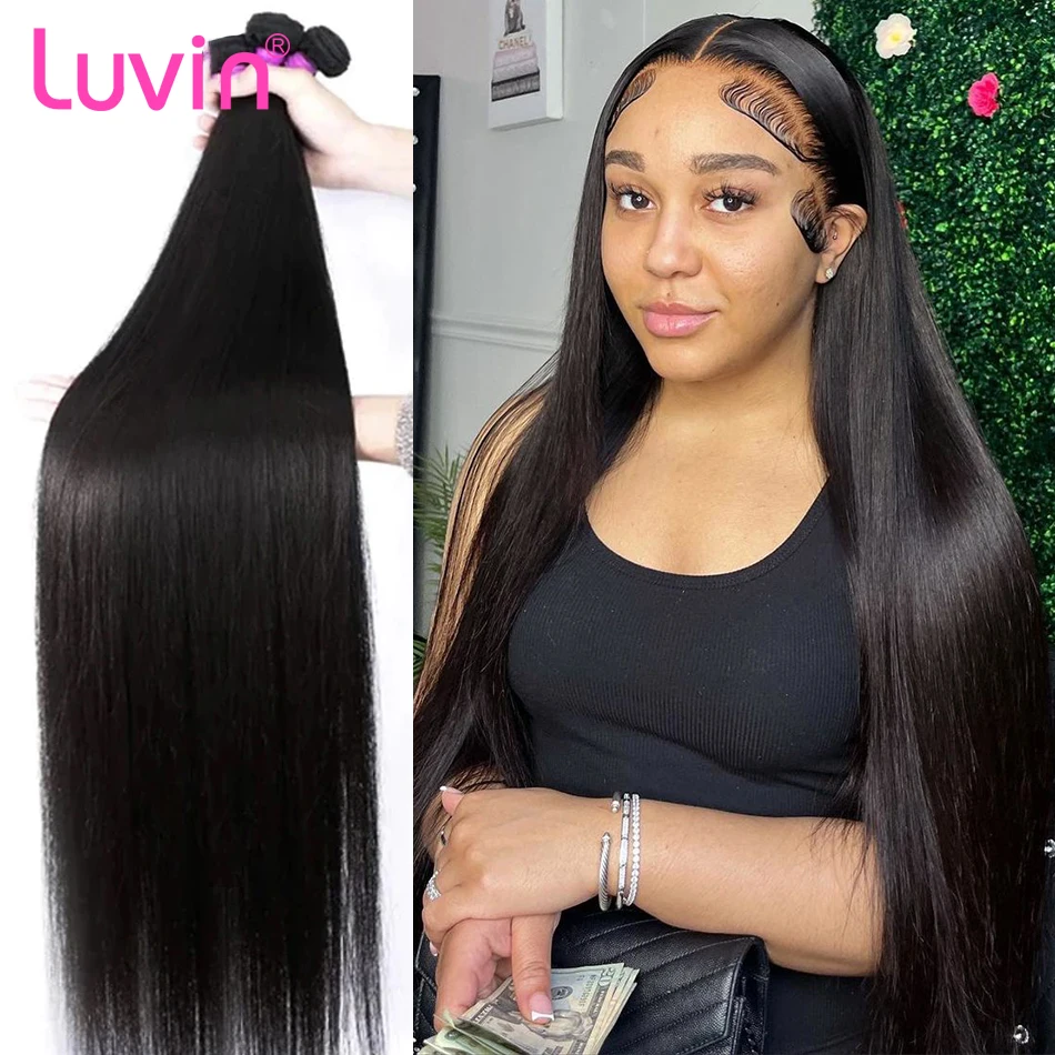 Luvin Straight 28 30 32 Inch Remy Brazilian Hair Weave Human Hair ...