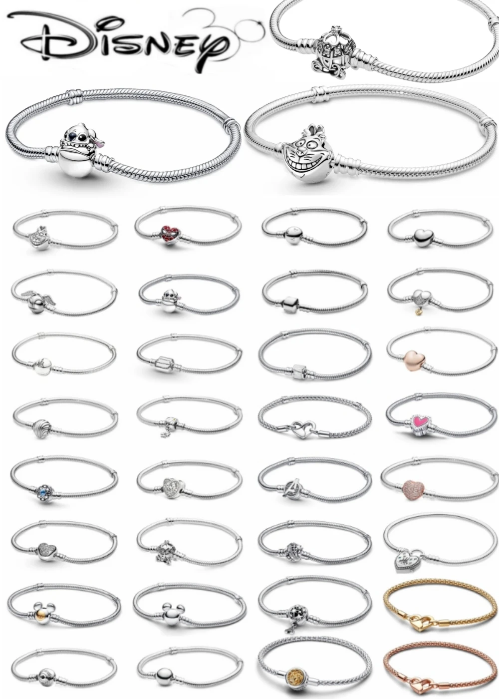 Pulsera-de-Disney-con-cadena-de-hueso-de-serpiente-para-mujer-brazalete ...