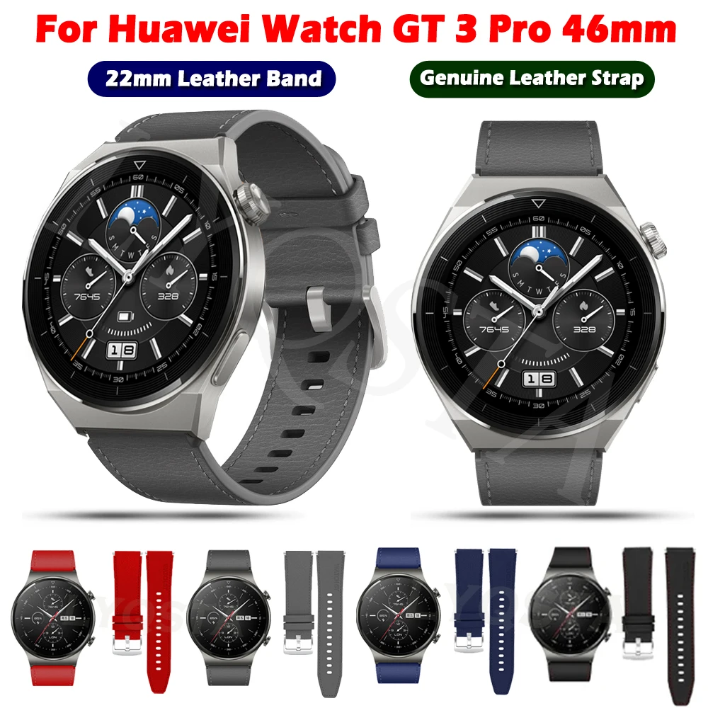 Watch Strap Huawei Gt3 Pro Genuine Leather - 22mm Leather Strap Band ...