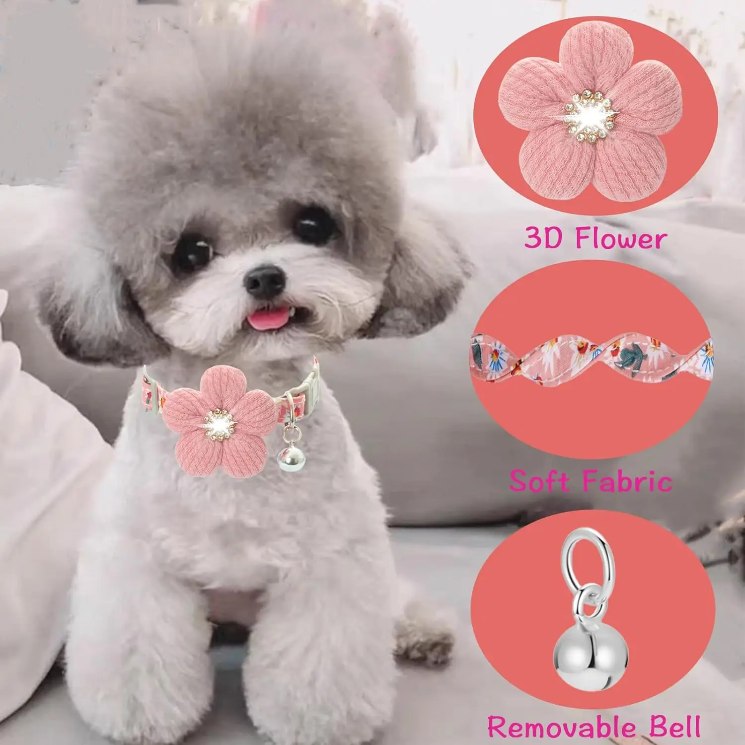 Small Dog Collar with Flower, Puppy Collar for Girl Dog Collars for ...