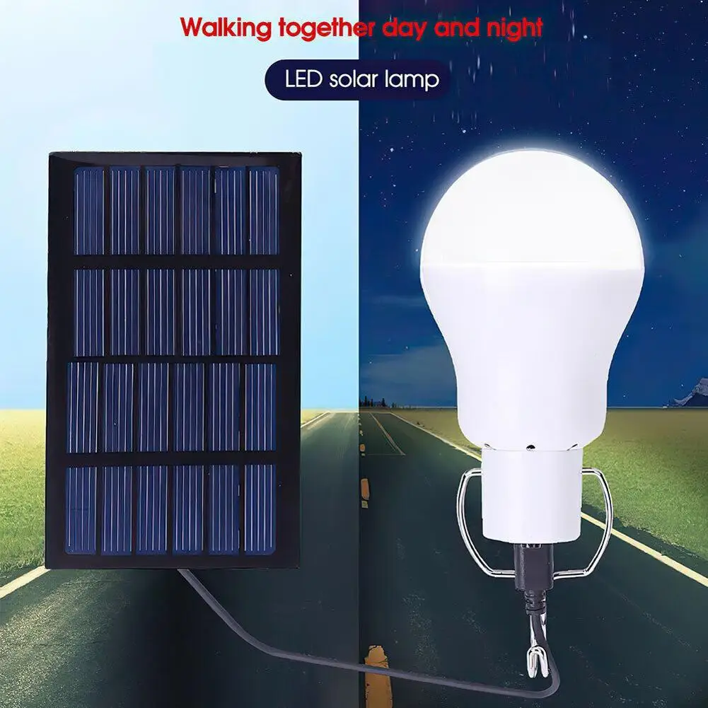 Solar-Light-Bulb-With-Solar-Panel-Outdoor-Portable-Rechargeable-Camping ...