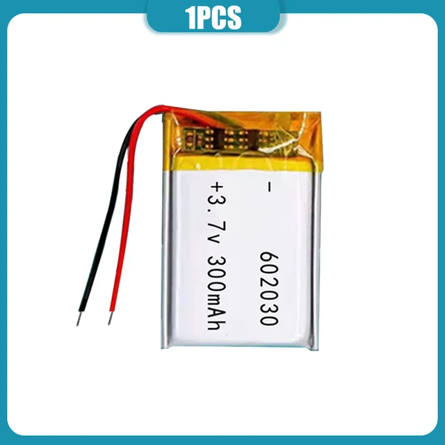 1-2PCS 3.7V 300mAh 602030 Rechargeable Lithium Polymer Battery For LED ...