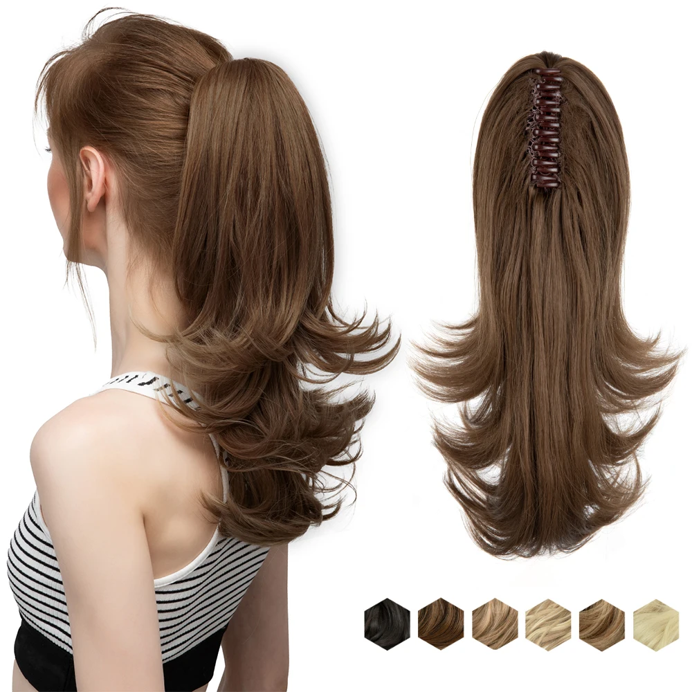 Synthetic-Claw-Clip-In-Ponytail-Hair-Extensions-Wavy-Hairpiece-14-Fake ...