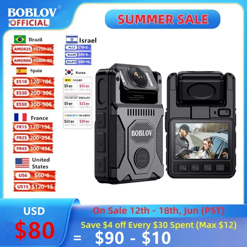 Boblov M7 128gb Gps Body Worn Camera 180° Rotatable Lens Mini Camera With Led Screen 4000mah ...