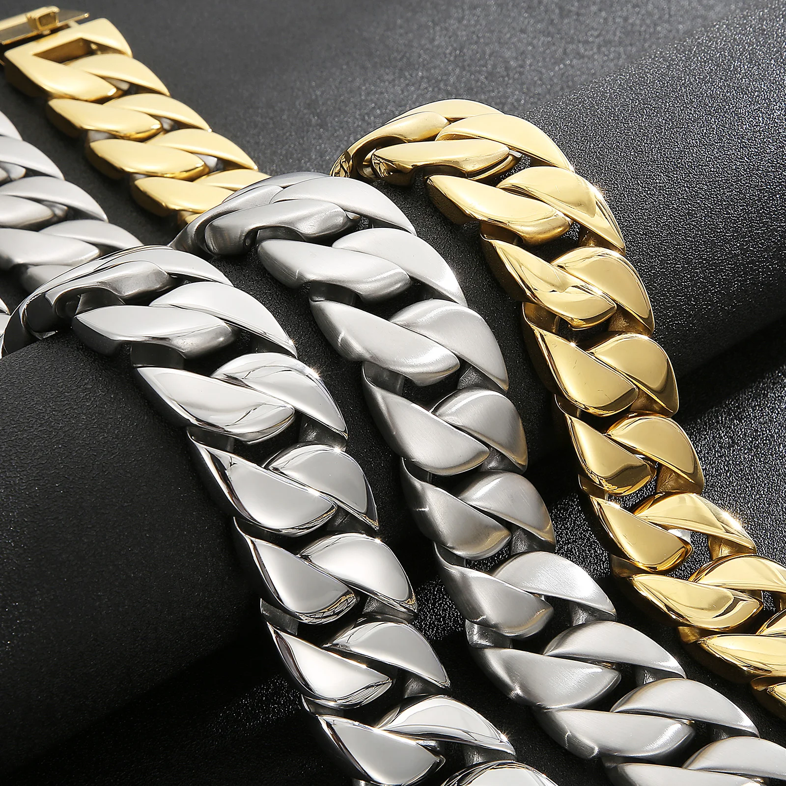 31mm Classic Chunky Cuban Curb Chain Necklace Bracelet Men Stainless ...
