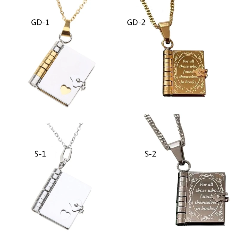 Stainless-Steel-Book-Locket-Necklace-Clavicle-Chain-for-DIY-Jewelry ...